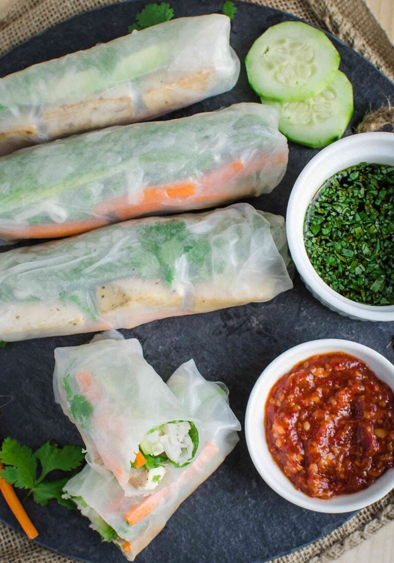 Easy Healthy Vietnamese Vegan Tofu Spring Rolls | Gluten Free Recipe