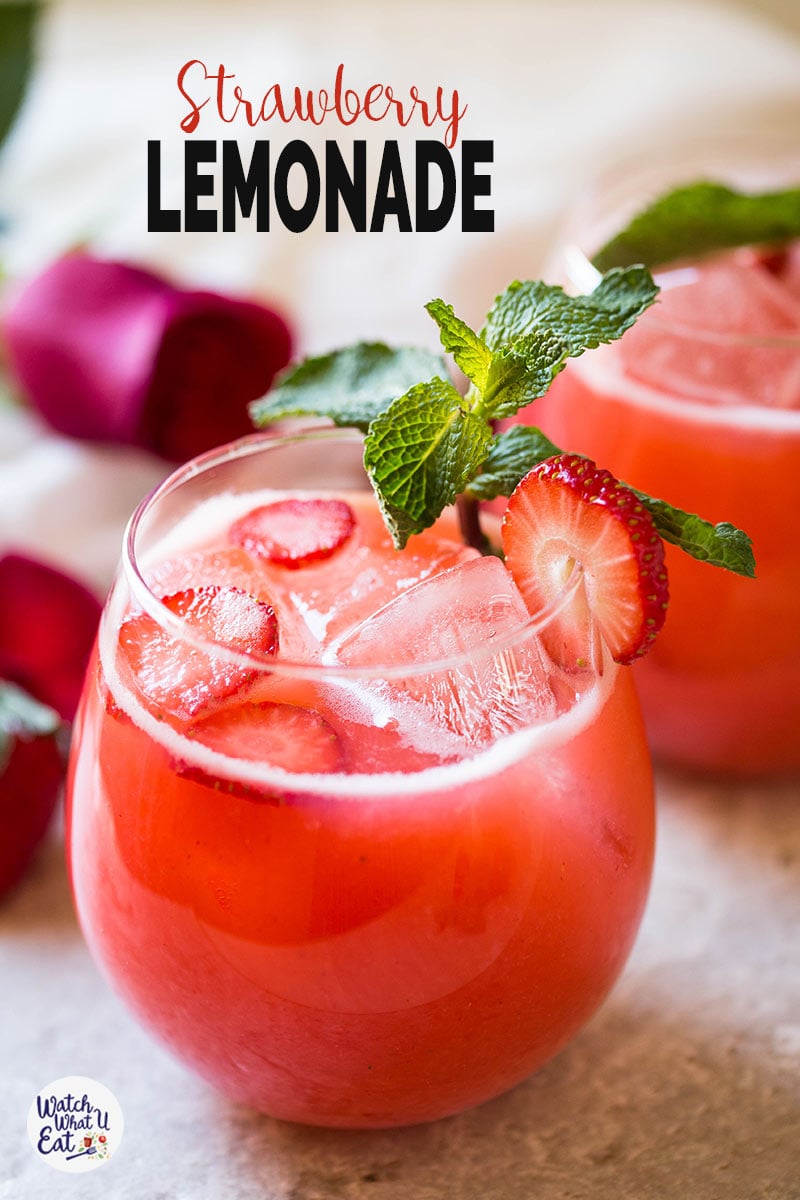 Homemade Fresh Strawberry Lemonade - Watch What U Eat