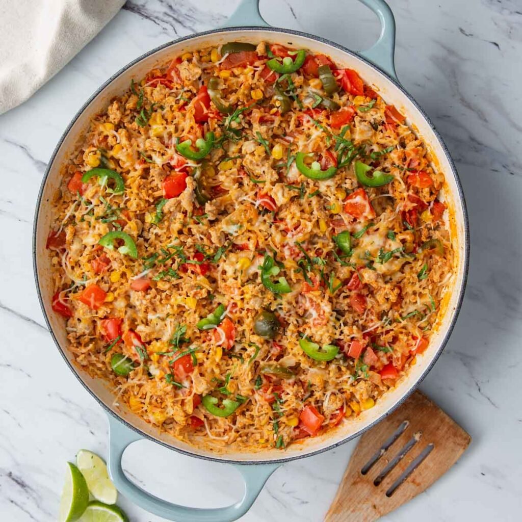 Simple Healthy Chicken Taco Rice Casserole (Easy One Pan Recipe)